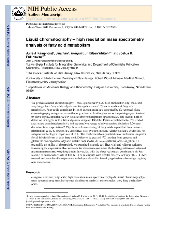 (PDF) Liquid Chromatography–High Resolution Mass Spectrometry Analysis ...