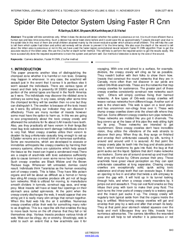 (PDF) Spider Bite Detector System Using Faster R Cnn | R. Sathya ...