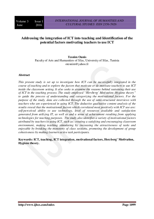 (PDF) Addressing the integration of ICT into teaching and Identification of the potential ...