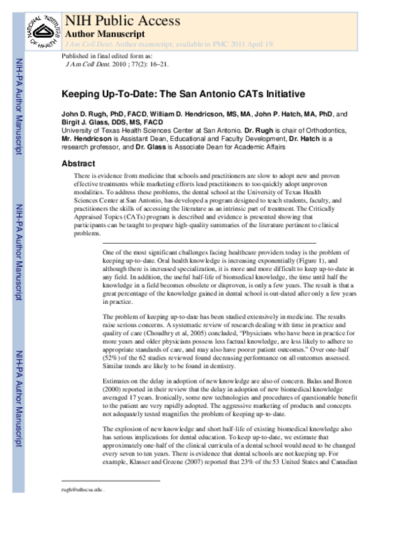 (PDF) The San Antonio CATs Initiative