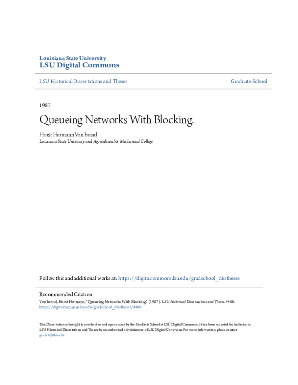 (PDF) Queueing networks with blocking