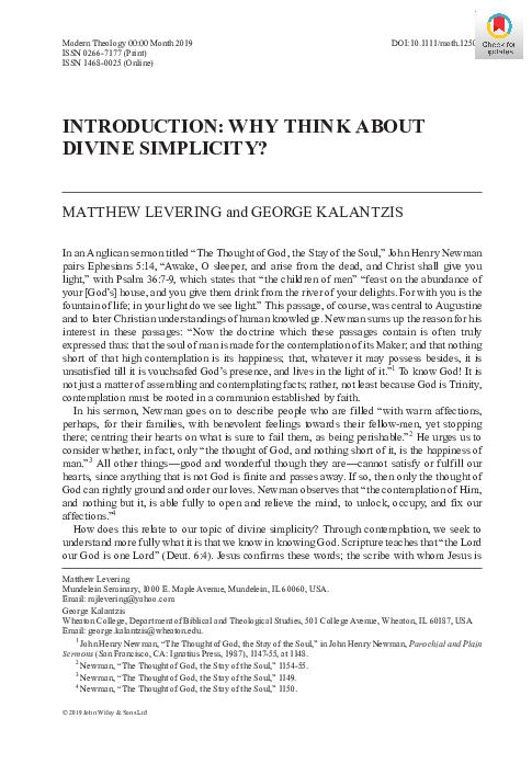 (PDF) Introduction: Why Think about Divine Simplicity?