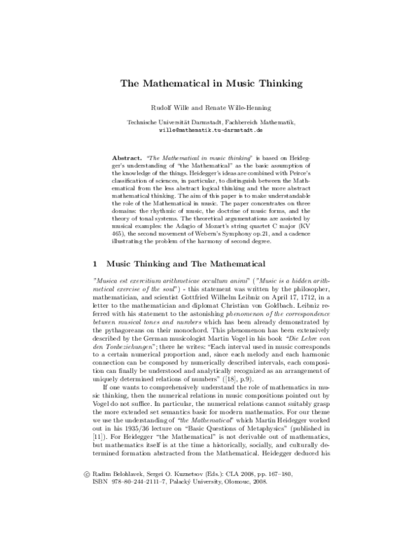 (PDF) The Mathematical in Music Thinking