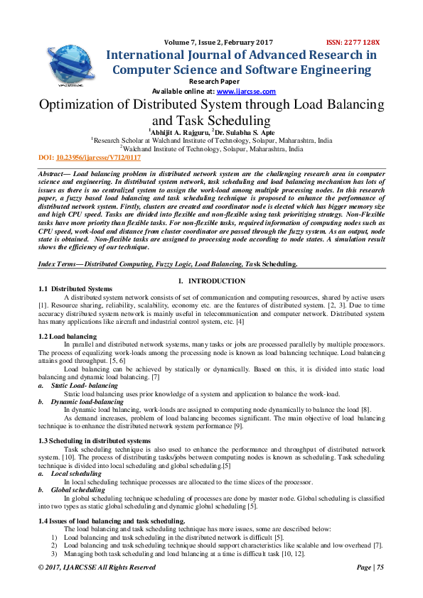 (PDF) Optimization of Distributed System through Load Balancing and Task Scheduling
