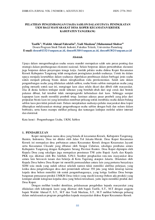 (PDF) Pelatihan Pengembangan Usaha Sablon Dalam Upaya Peningkatan Ukm ...