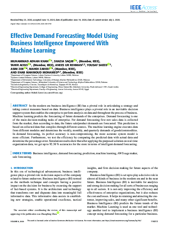 Pdf Effective Demand Forecasting Model Using Business Intelligence