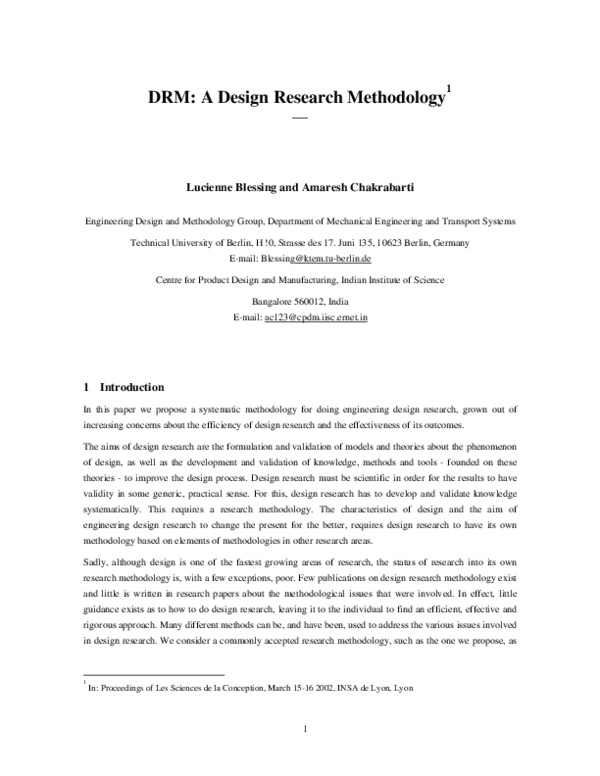 (PDF) DRM : A Design Research Methodology 1