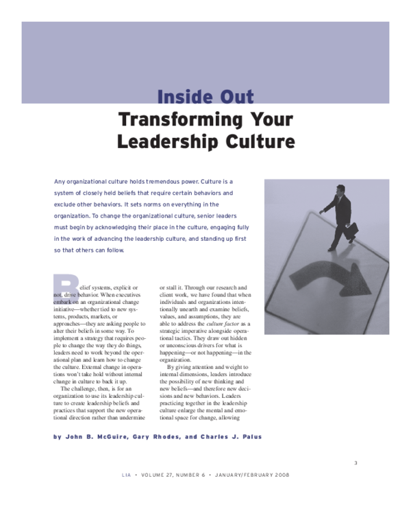 (PDF) Inside out: Transforming your leadership culture