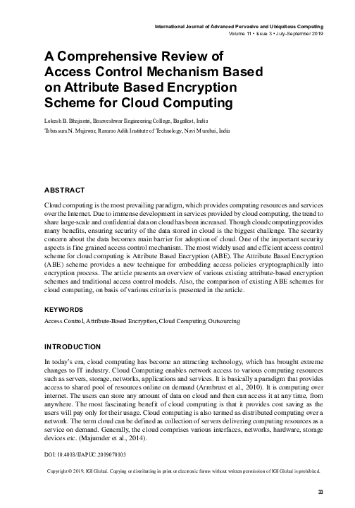 (PDF) A Comprehensive Review of Access Control Mechanism Based on Attribute Based Encryption ...