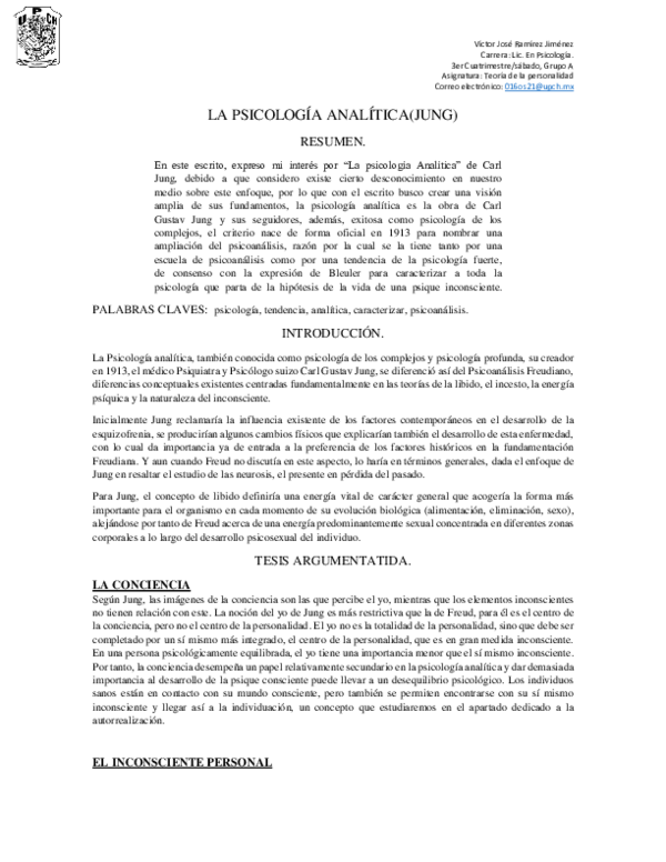(PDF) LA PSICOLOGÍA ANALÍTICA(JUNG