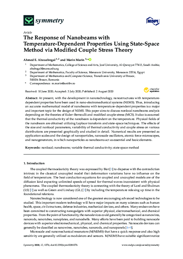 (PDF) Nanobeam Analysis with Temperature-Dependent Properties