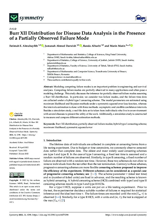 (PDF) Burr XII Distribution for Disease Data Analysis in the Presence ...