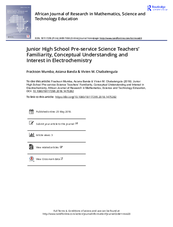 (PDF) Junior High School Pre-service Science Teachers’ Familiarity ...