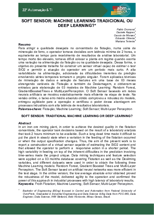 (PDF) Soft Sensor: Machine Learning Tradicional Ou Deep Learning? | Daniele Kappes - Academia.edu