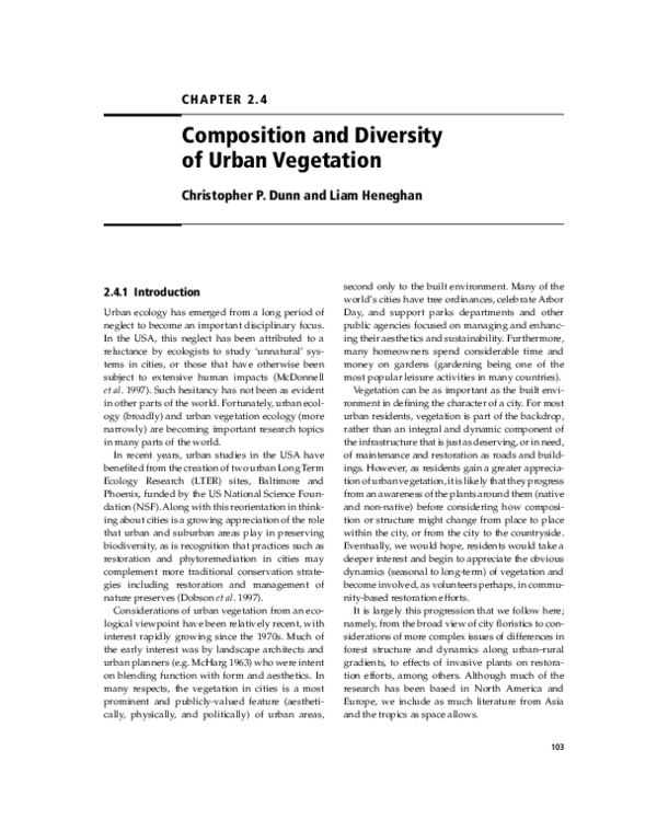 (PDF) Composition and Diversity of Urban Vegetation