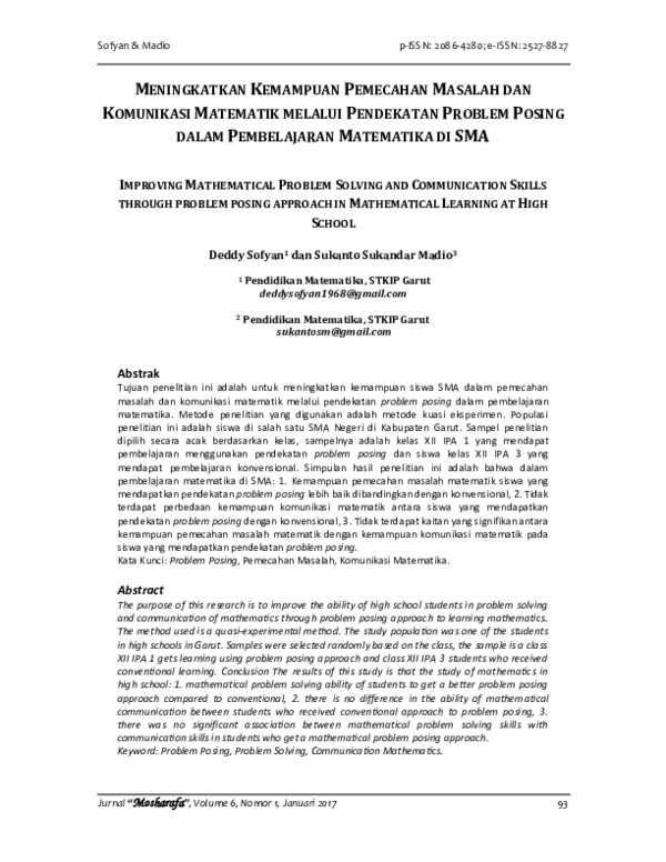 (PDF) Meningkatkan Kemampuan Pemecahan Masalah Dan Komunikasi Matematik Melalui Pendekatan ...