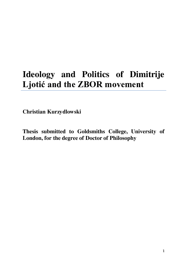 (PDF) Ideology and politics of Dimitrije Ljotić and the ZBOR movement