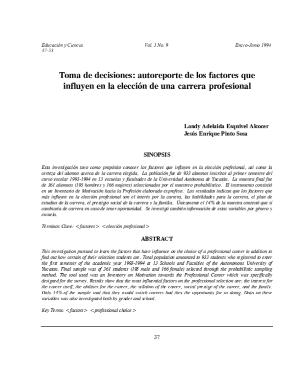 (PDF) Toma de decisiones: autoreporte de los factores que influyen en ...