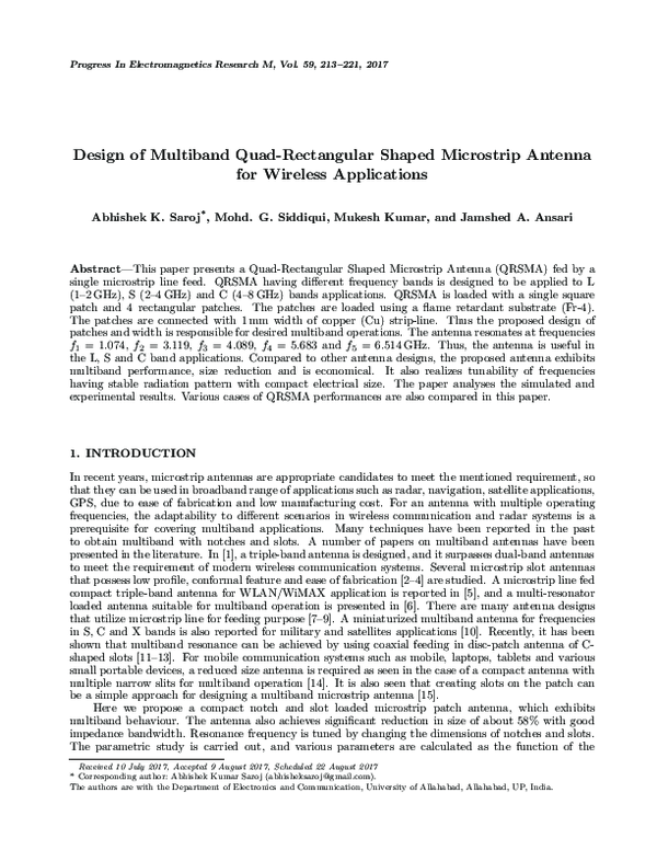 (PDF) Design of Multiband Quad-Rectangular Shaped Microstrip Antenna ...
