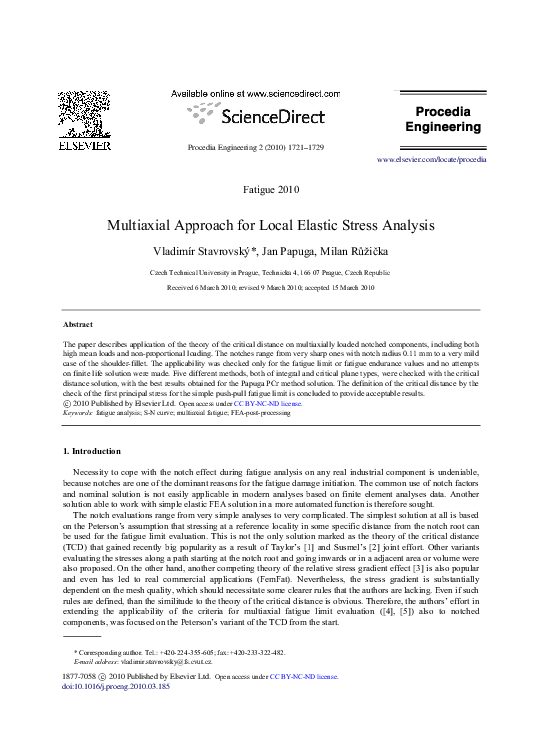 (PDF) Multiaxial approach for local elastic stress analysis