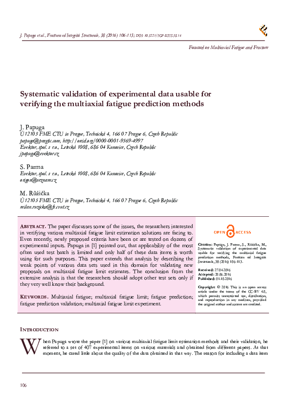 Pdf Systematic Validation Of Experimental Data Usable For Verifying