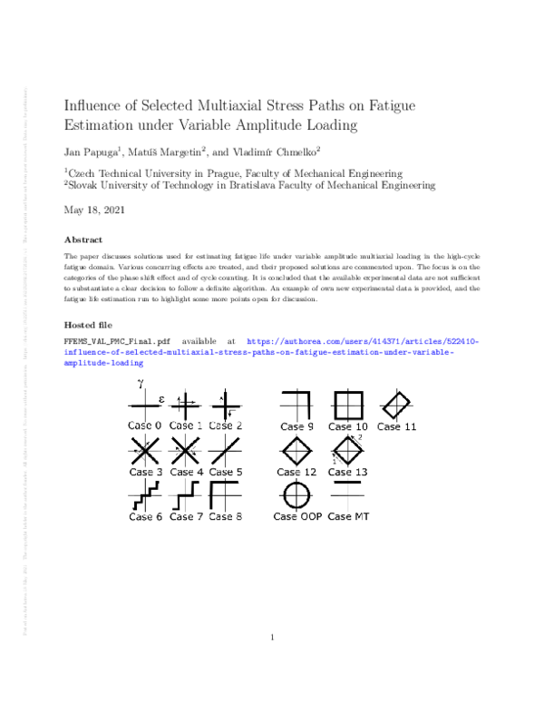 Pdf Influence Of Selected Multiaxial Stress Paths On Fatigue