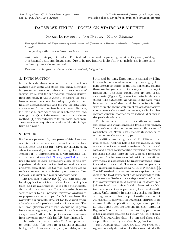 (PDF) Database Finliv – Focus on Staircase Method