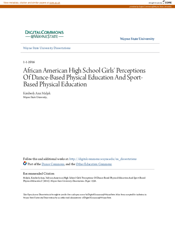 (PDF) African American High School Girls' Perceptions Of Dance-Based ...