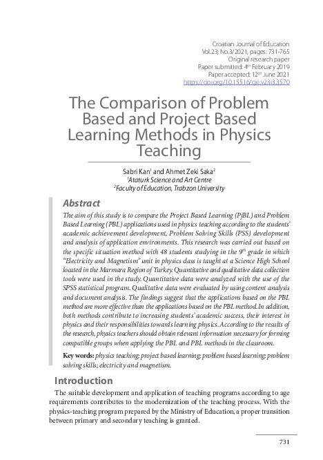 (PDF) The Comparison of Problem Based and Project Based Learning ...