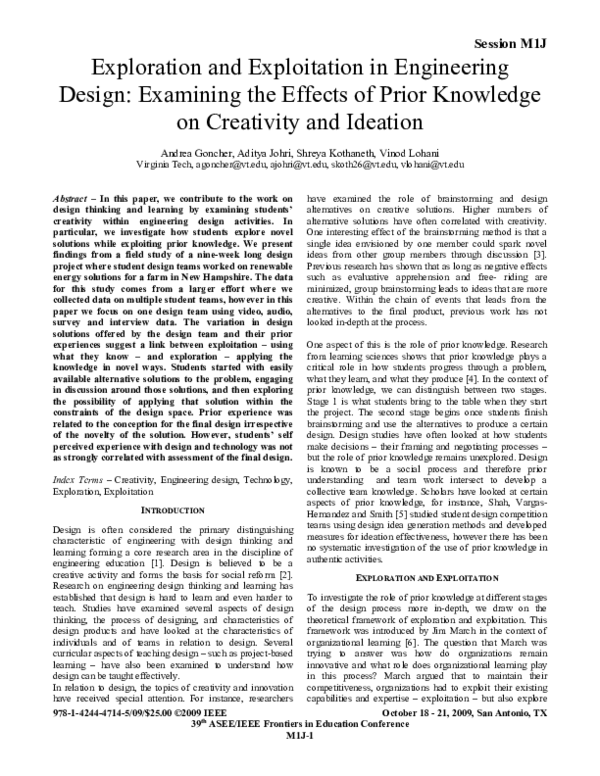 (PDF) Exploration and exploitation in engineering design: Examining the ...