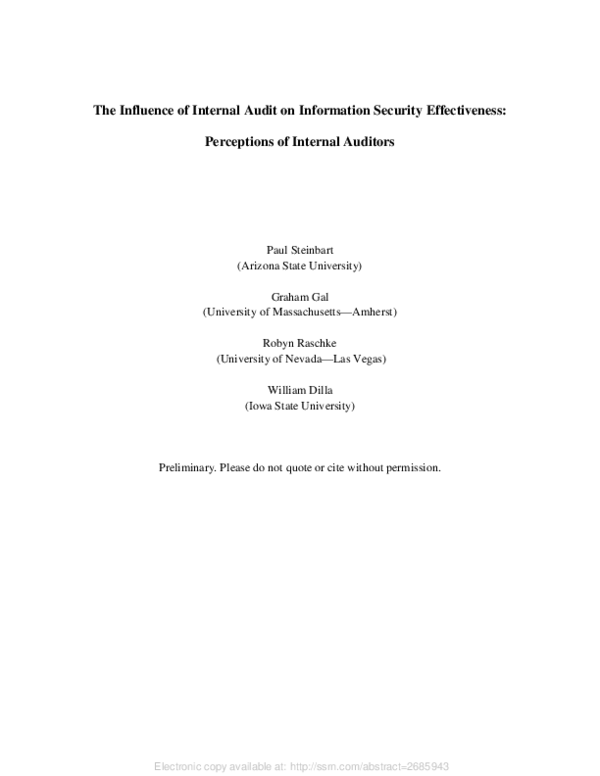 (PDF) The Influence of Internal Audit on Information System Effectiveness: Perceptions of ...