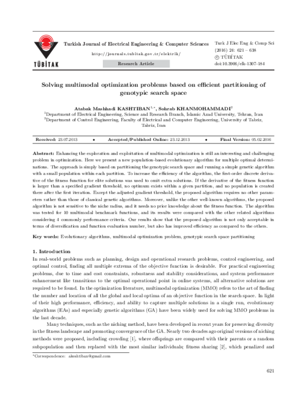 (PDF) Solving multimodal optimization problems based on efficient partitioning of genotypic ...
