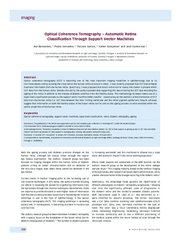 (PDF) Optical Coherence Tomography ? Automatic Retina Classification Through Support Vector Machines