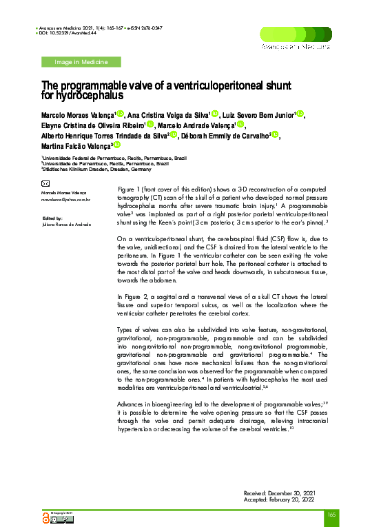 (PDF) The programmable valve of a ventriculoperitoneal shunt for ...