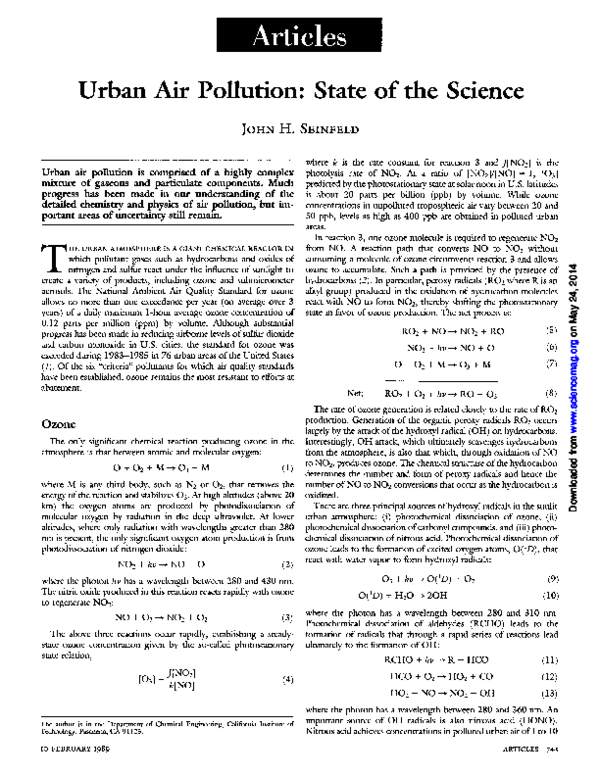 (PDF) Urban Air Pollution: State of the Science