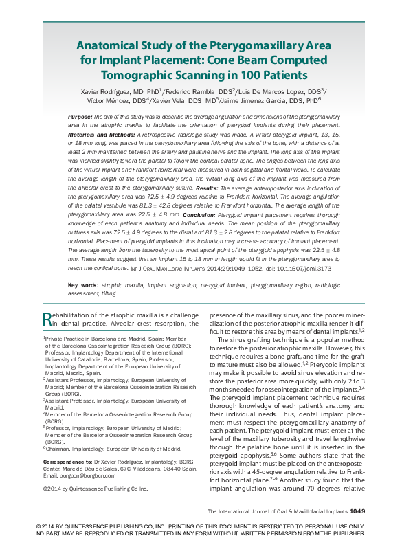 (PDF) Anatomical study of the pterygomaxillary area for implant ...