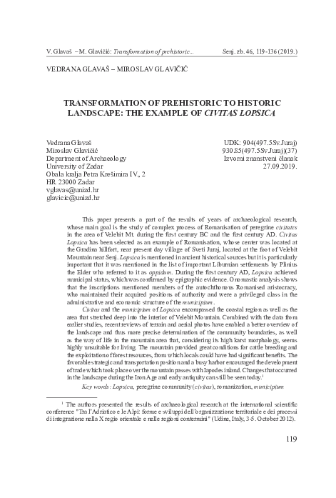 (PDF) Transformation of Prehistoric to Historic Landscape