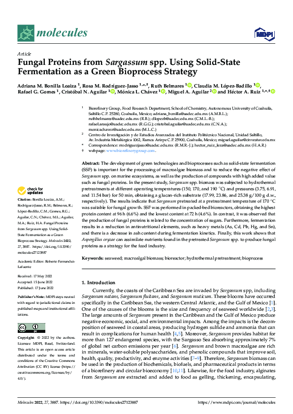 (PDF) Fungal Proteins from Sargassum spp. Using Solid-State Fermentation as a Green Bioprocess ...