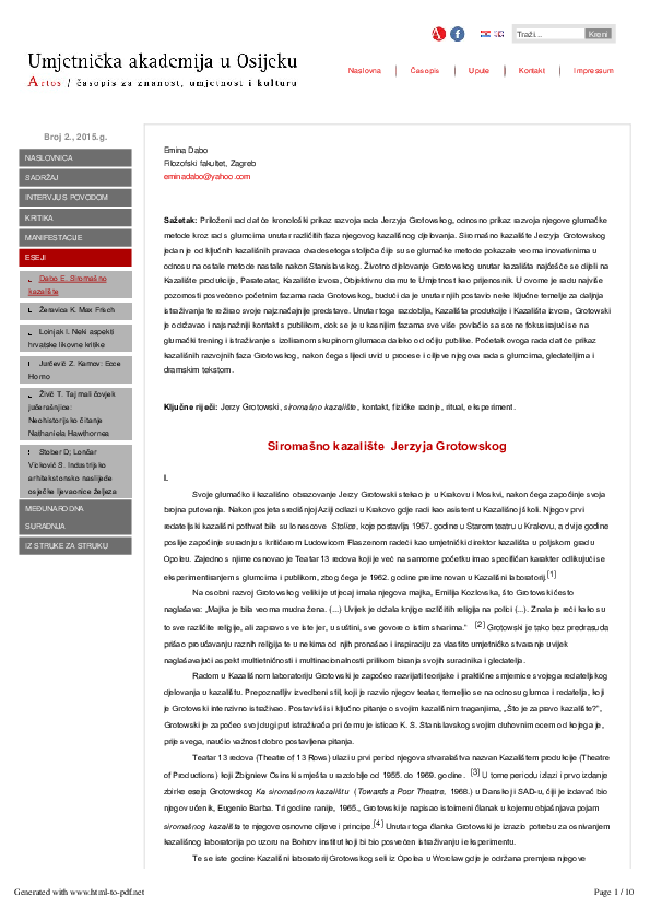 (PDF) Poor theatre of Jerzy Grotowski