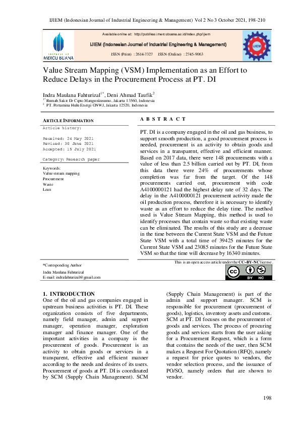 (PDF) Value Stream Mapping (VSM) Implementation as an Effort to Reduce ...