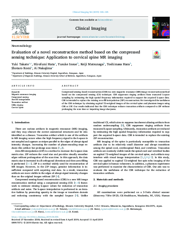 Pdf Evaluation Of A Novel Reconstruction Method Based On The Compressed Sensing Technique