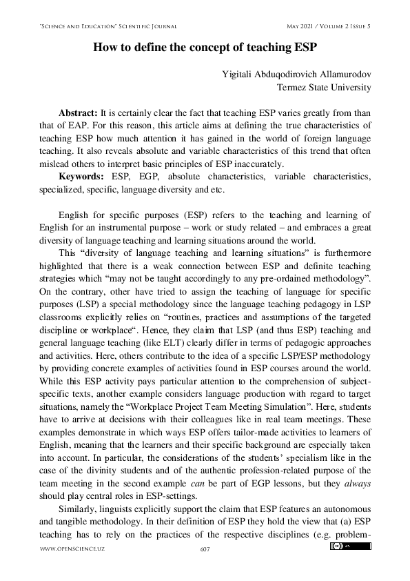 (PDF) How to Define the Concept of Teaching Esp