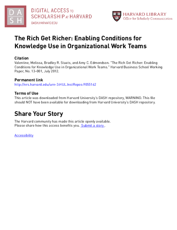 (PDF) The Rich Get Richer: Enabling Conditions for Knowledge Use in ...