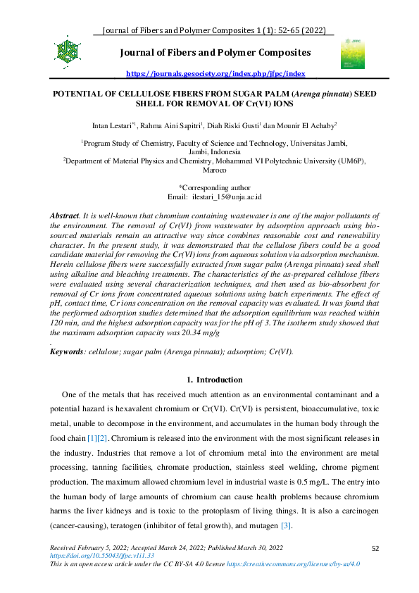 (PDF) The Potential of Cellulose from the Sugar Palm (Arenga Pinnata ...