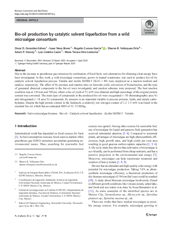 (PDF) Bio-oil production by catalytic solvent liquefaction from a wild ...