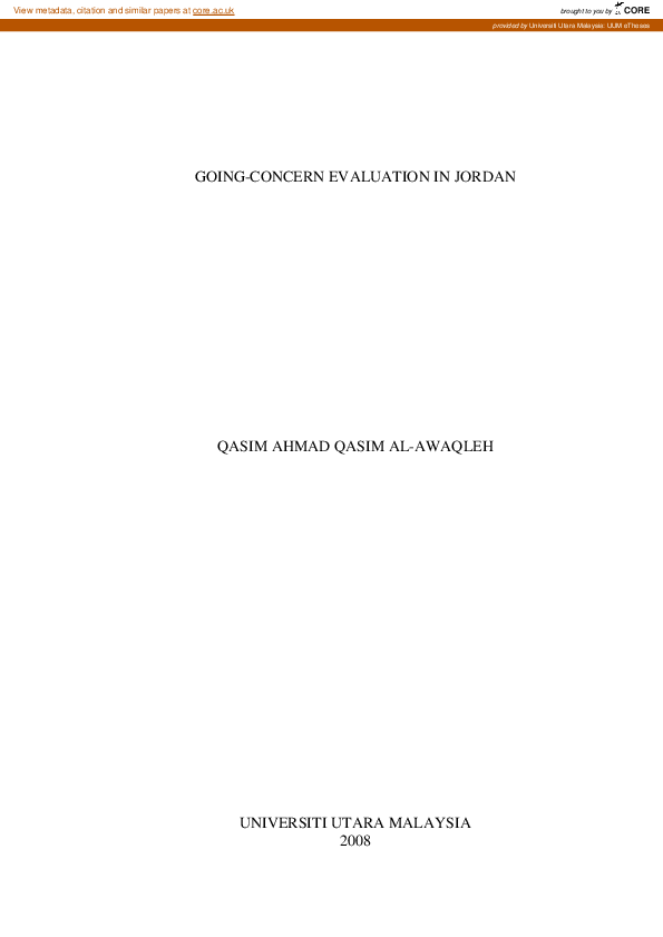 (PDF) Going-Concern Evaluation in Jordan