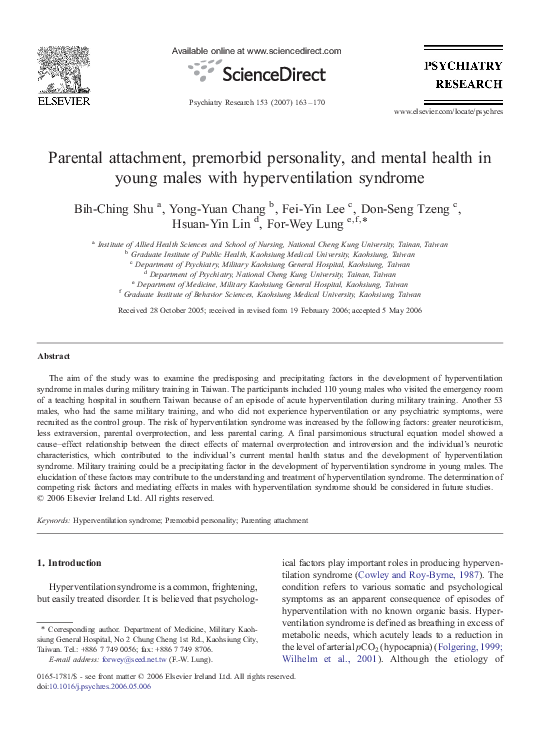 (PDF) Parental attachment, premorbid personality, and mental health in ...