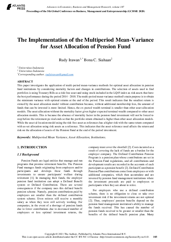 (PDF) The Implementation of the Multiperiod Mean-Variance for Asset Allocation of Pension Fund