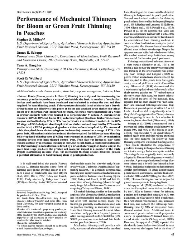 (PDF) Performance of Mechanical Thinners for Bloom or Green Fruit ...