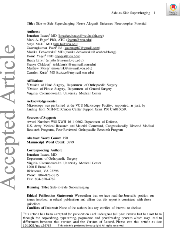 (PDF) Side‐to‐Side Supercharging Nerve Allograft Enhances Neurotrophic ... (PDF) Side‐to‐Side Supercharging Nerve Allograft Enhances Neurotrophic ...